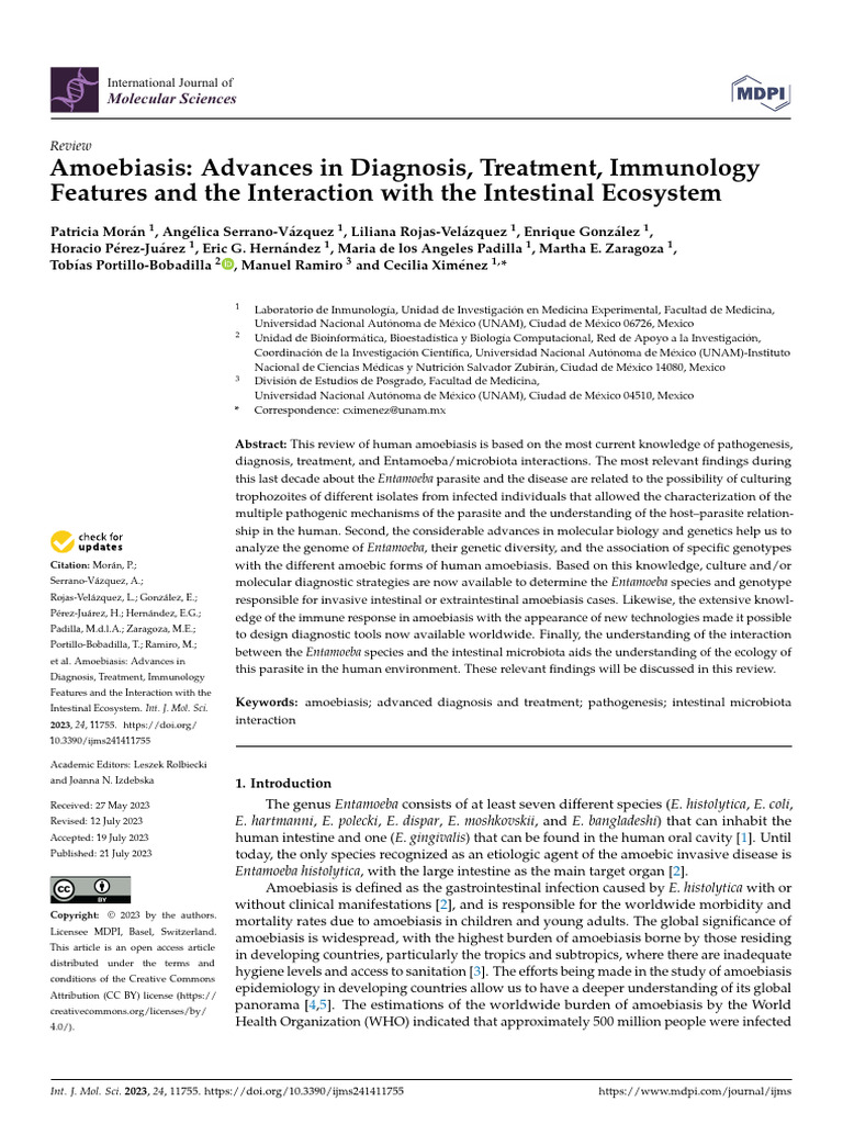 Amoebiasis Advances in Diagnosis Treatment Immunol | PDF | Clinical ...