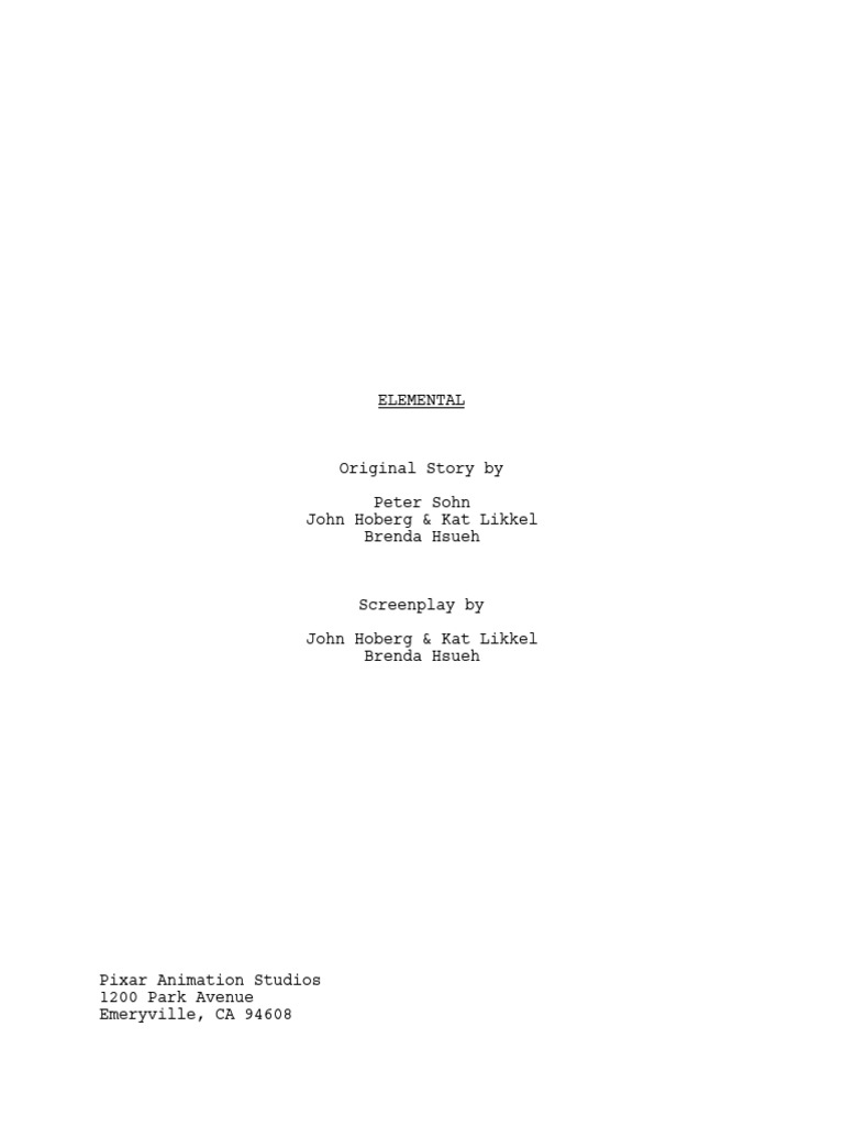 Script Elemental Movie | PDF