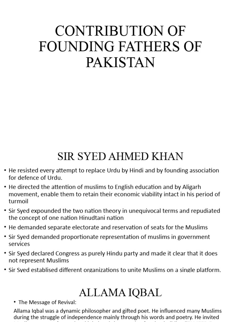 2 Nation Theory and Role of Founding Fathers | PDF | Two Nation Theory ...