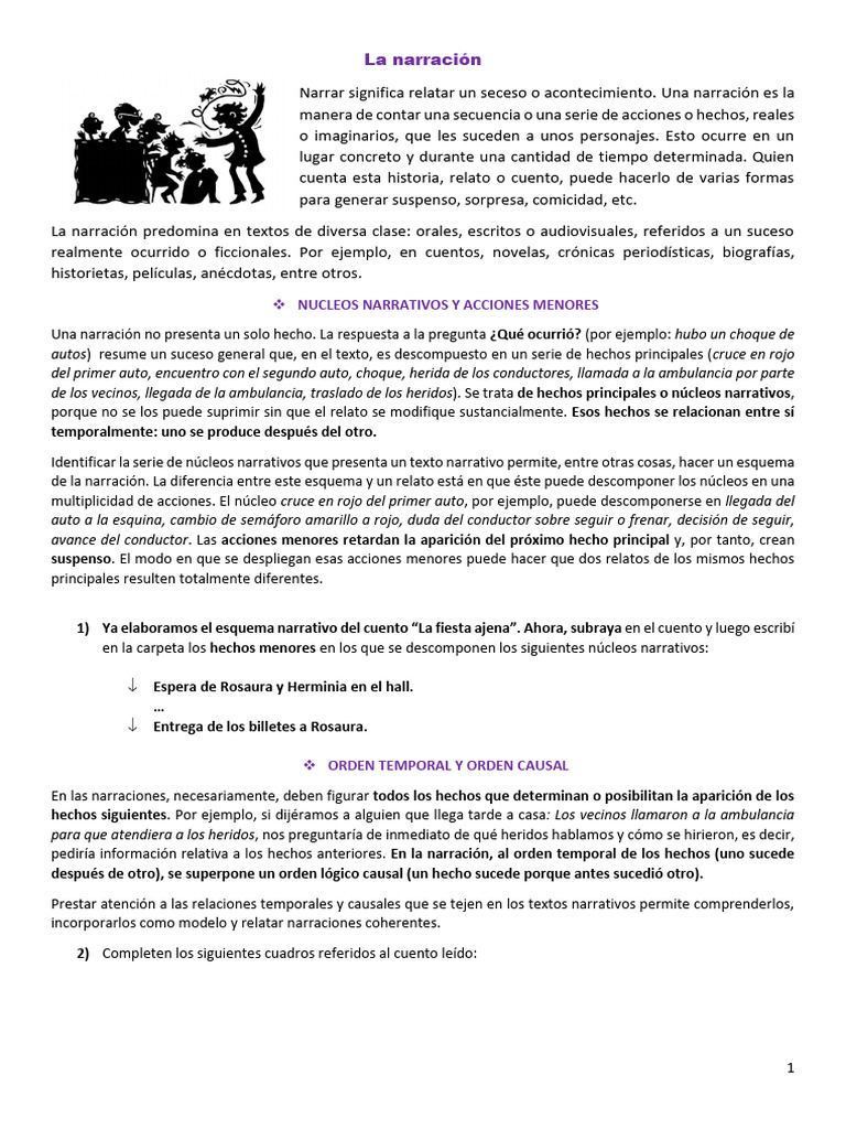 Secuencia Narrativa y Conectores Narrativos | PDF | Narración