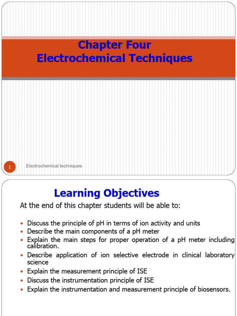 Chapter -4 Electrochemical Techniques | PDF | Ph | Biosensor