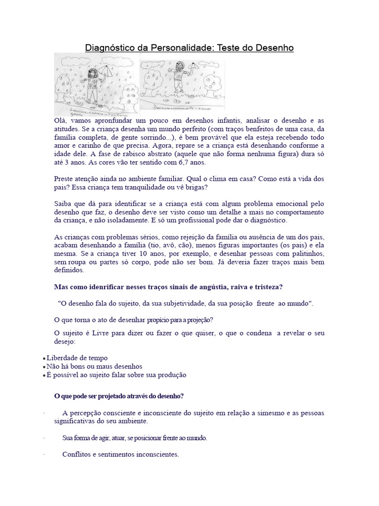 Análise do Desenho Infantil e Personalidade | PDF | Família | Vermelho