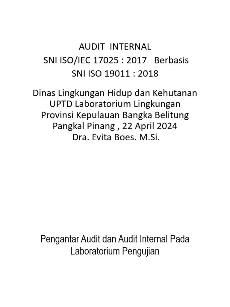 Audit Internal SNI ISO IEC 17025 Basis 19011 2018 (Materi) | PDF ...