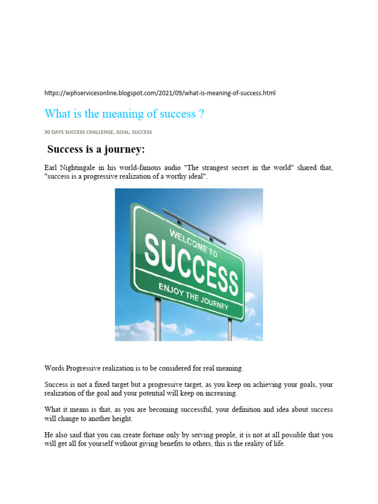 Success is a journey | PDF | Law Of Attraction (New Thought) | Goal