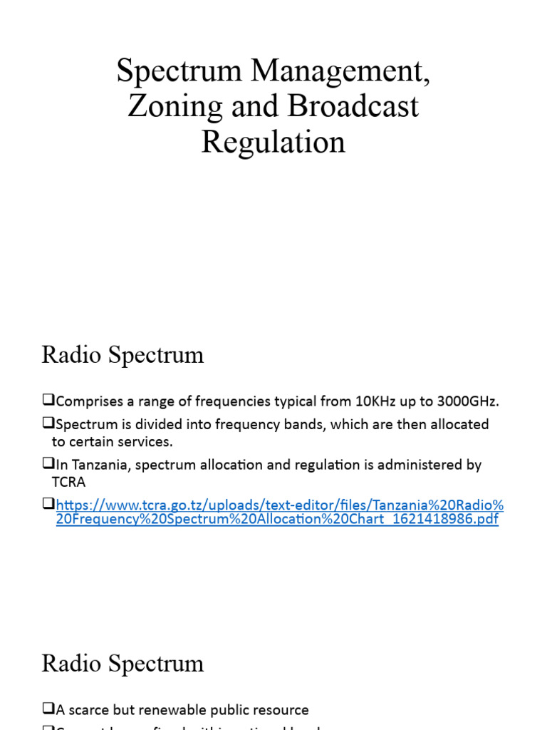 Spectrum Management, Zoning and Broadcast Regulation | PDF | Radio ...