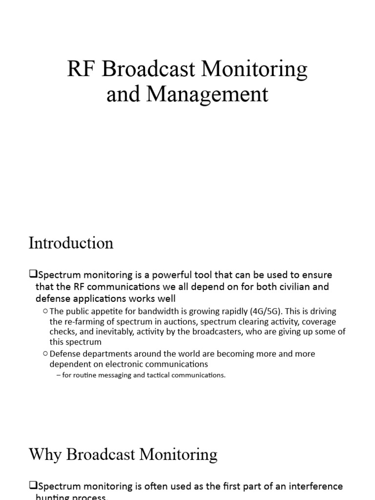 RF Broadcast Monitoring and Management | PDF | Radio Spectrum | Radio