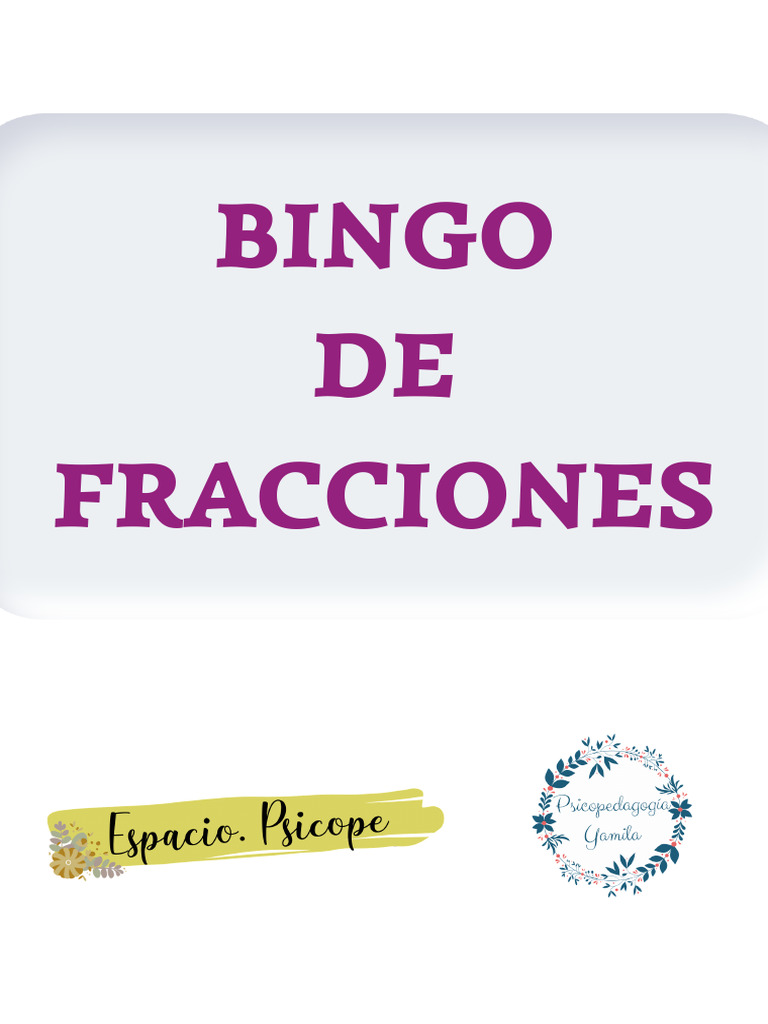 Bingo de Fracciones para Imprimir | PDF | Hogar, jardinería y bricolaje
