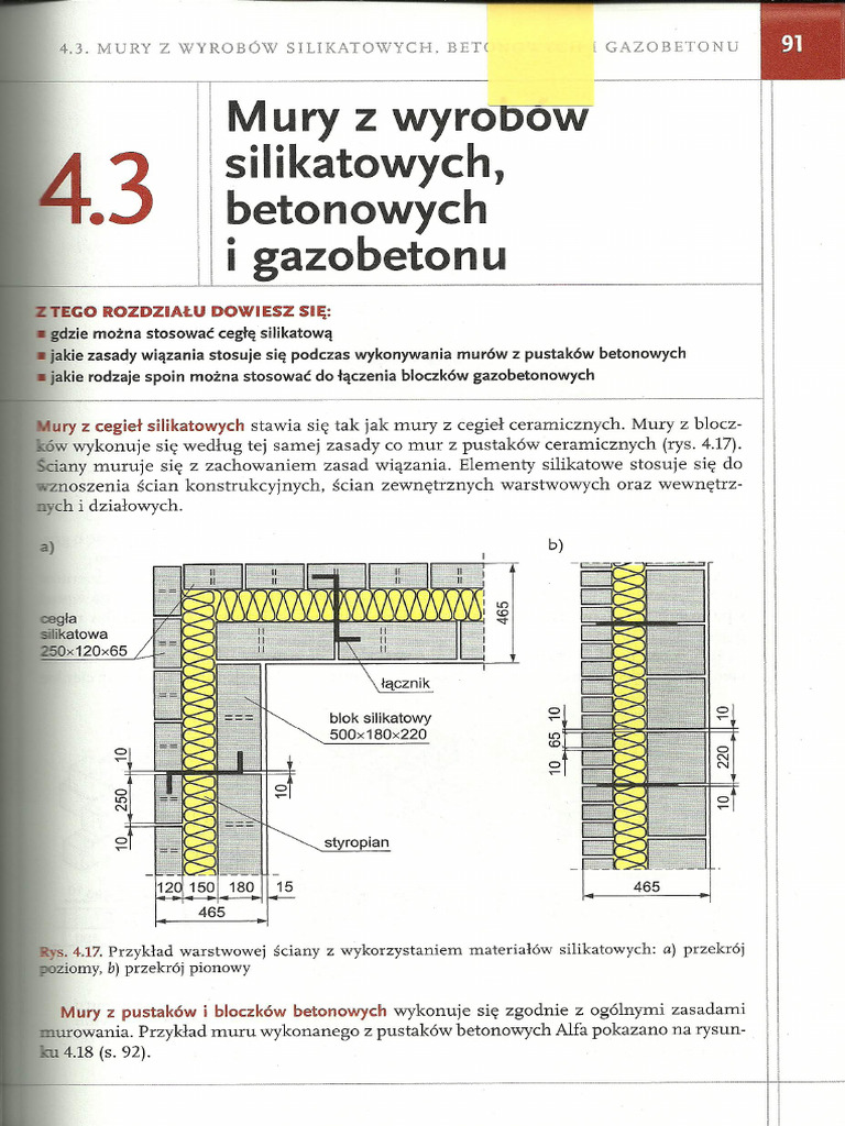 Mury Z Silikatów, Betonu I Gazobetonu | PDF