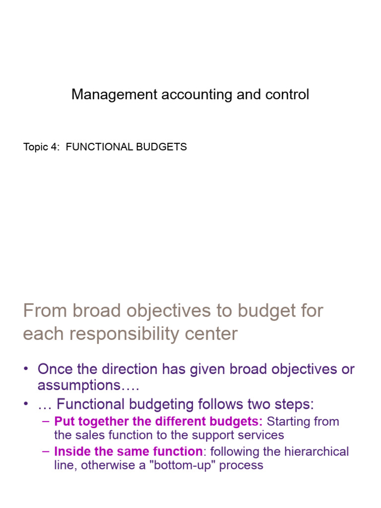 MGT CONTROL TH 4 (Budgets Par Fonction) ENG - Correction | PDF ...