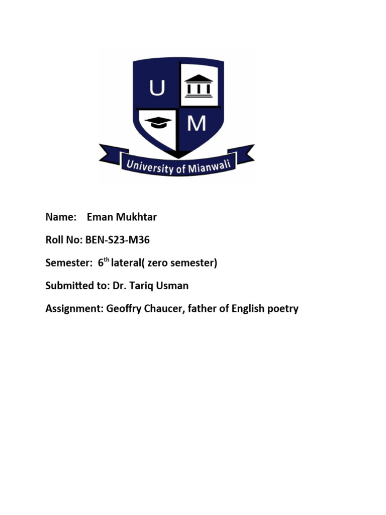 Assignment | PDF | Poetry | The Canterbury Tales