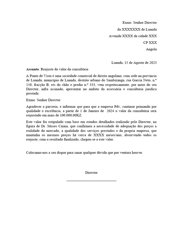 Proposta de Rejuste de Preços | PDF