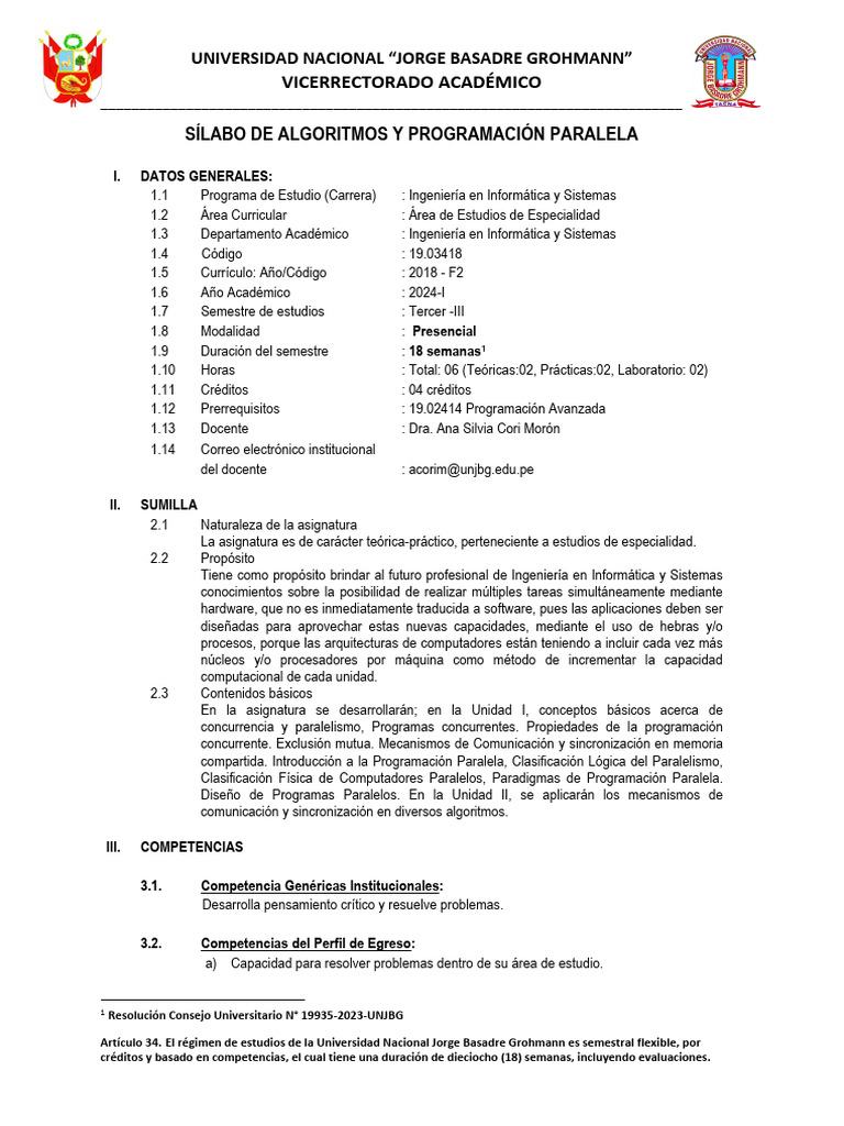 ESIS 2024 I Algoritmos y Programacion Paralela | PDF | Algoritmos ... ESIS 2024 I Algoritmos y Programacion Paralela | PDF | Algoritmos ...