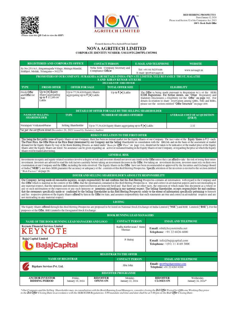 Nova Agritech Limited Prospectus | PDF | Stocks | Investing