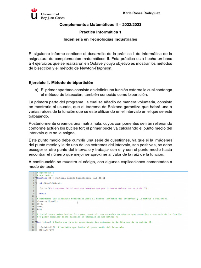 Informe Práctica 1 | PDF | Función (Matemáticas) | Matemáticas