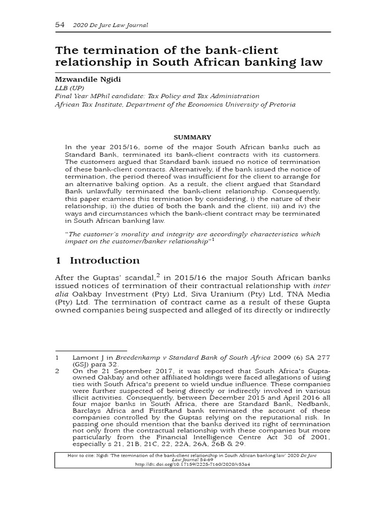 Termination of Bank-Client Relationships | PDF | Contractual Term | Banks