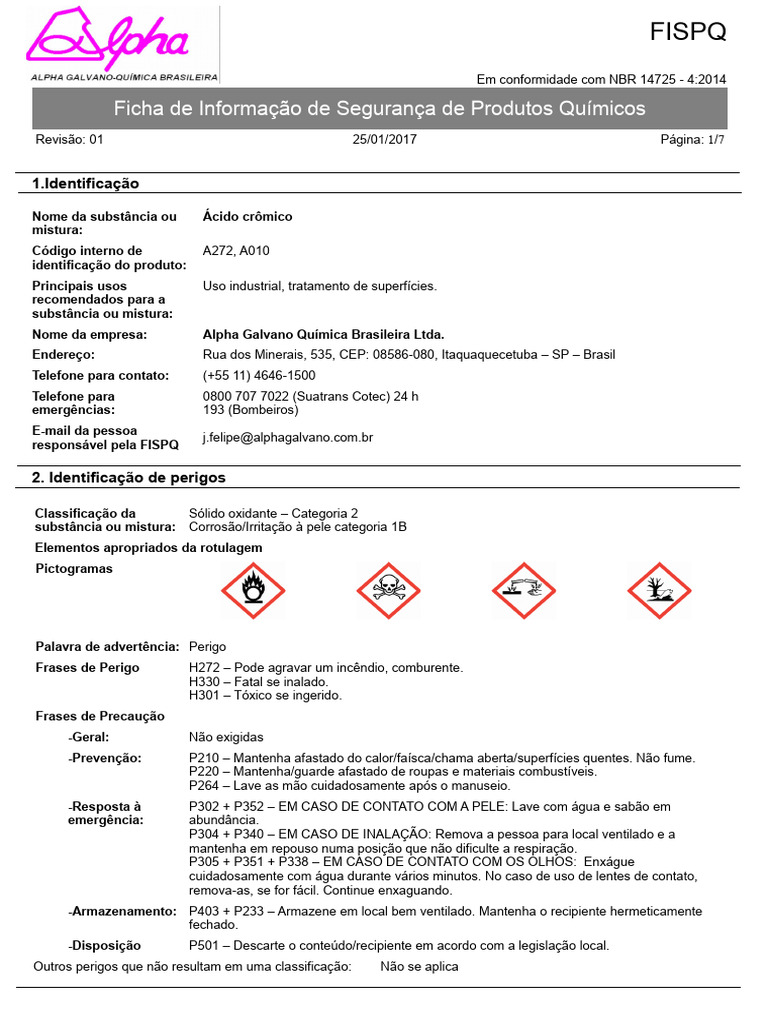 Ácido Crômico | PDF | Química