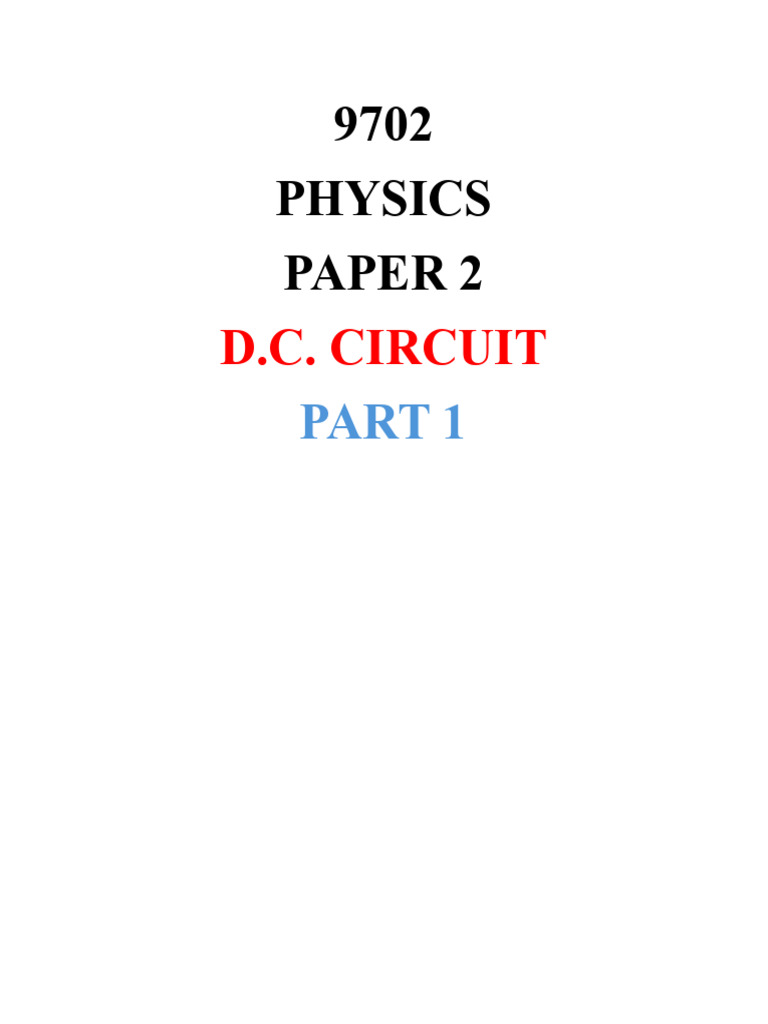 D.C. Circuit Topical 1 (Answers) | PDF | Electrical Resistance And Conductance | Quantity