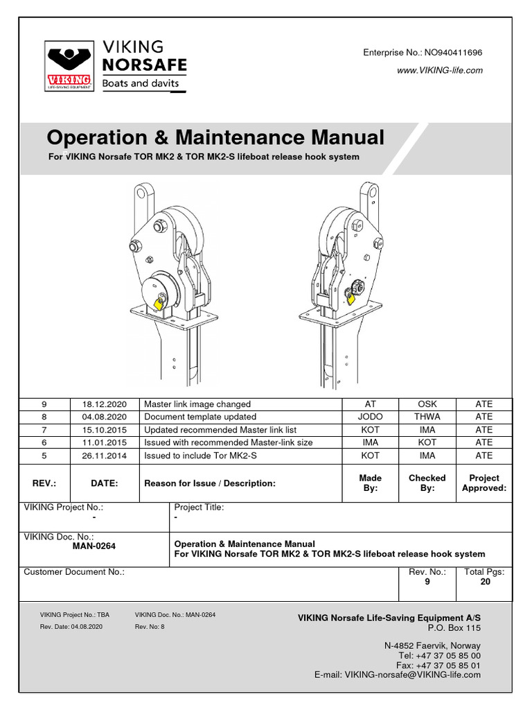 SOM016 - Hook Release System For Life Boats. Norsafe TOR mk2. | PDF ...