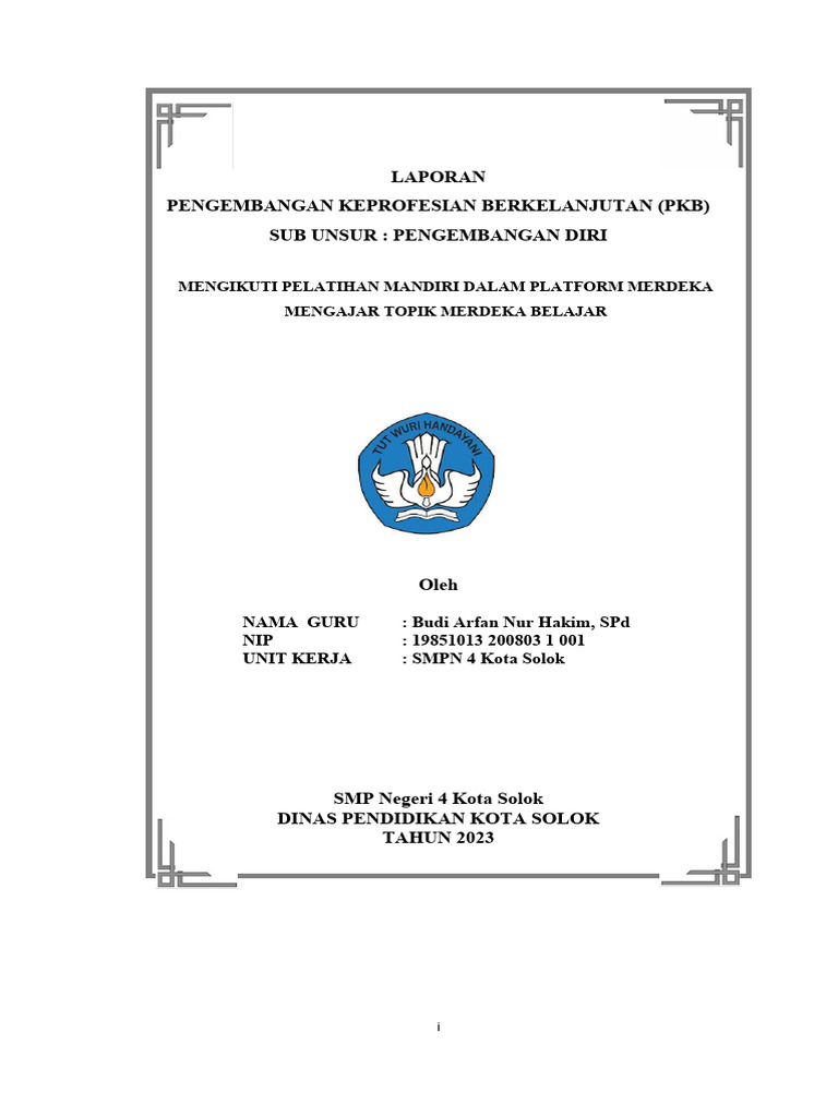 Laporan PKB Merdeka Belajar BD Ok | PDF | Seni