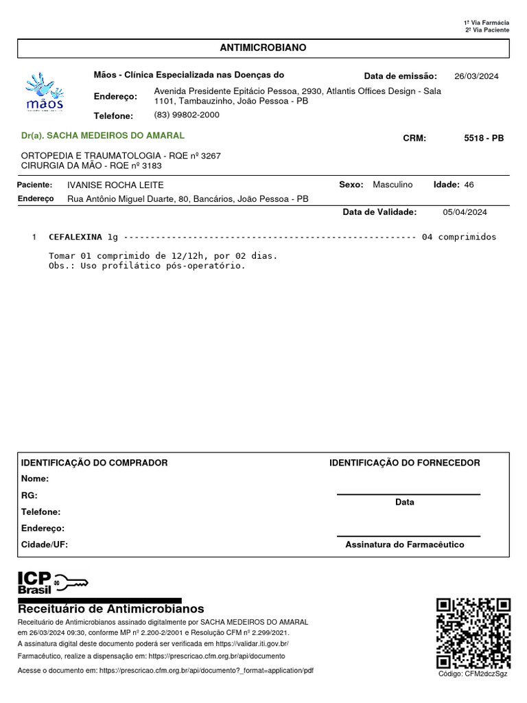 Ivanise - Receita Antibiotico | PDF | Farmacêutico | Farmácia