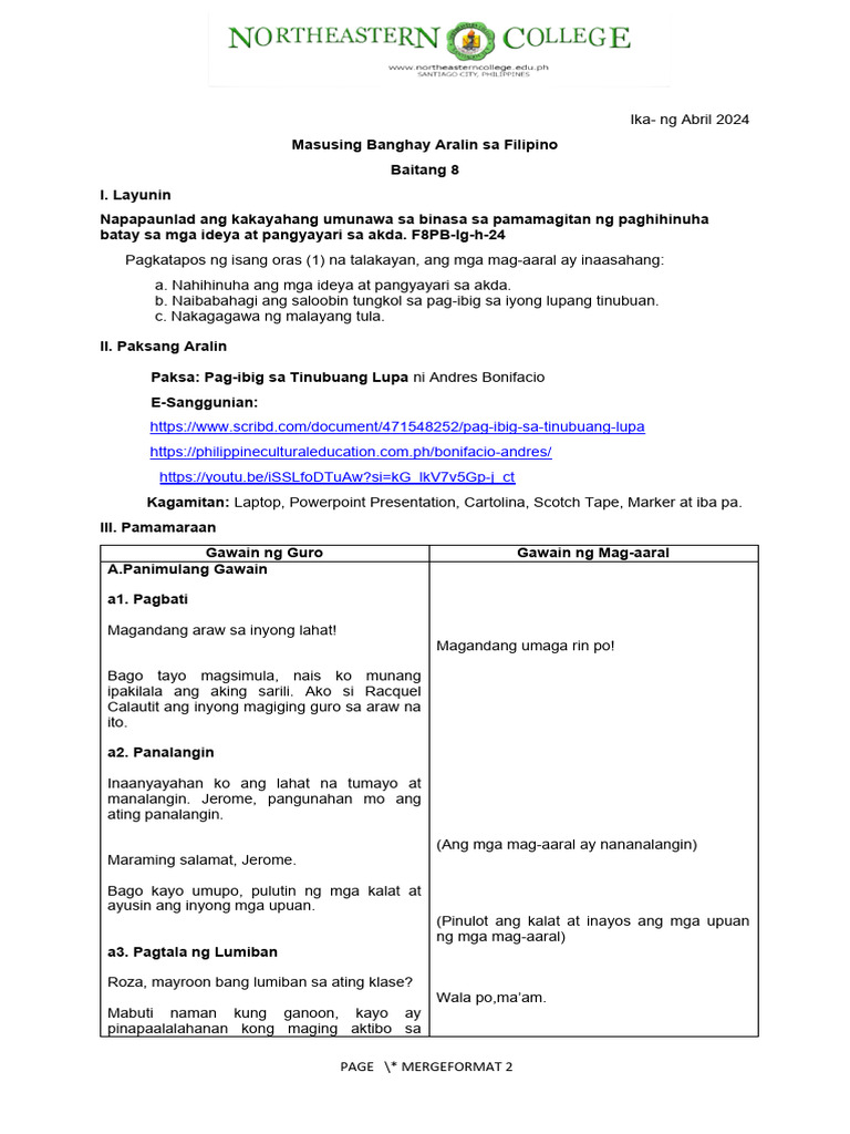 Pag Ibig Sa Tinubuang Lupa DLP | PDF