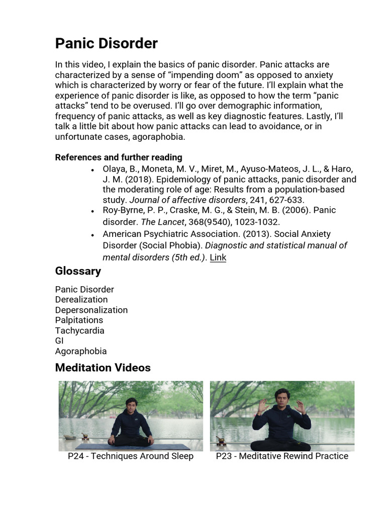 A05 - Panic Disorder - Description | PDF | Career & Growth | Self ...