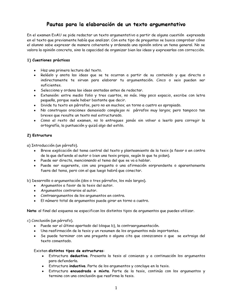 Pautas para Redacción de Texto Argumentativo | PDF | Puntuación | Amor Pautas para Redacción de Texto Argumentativo | PDF | Puntuación | Amor