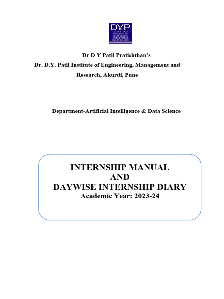 Internship Manual and Diary DYPIEMR | PDF | Engineering | Knowledge