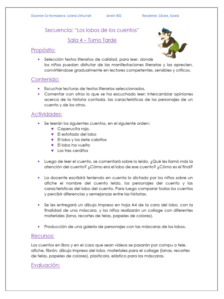 Secuencia LOS LOBOS DE LOS CUENTOS | PDF