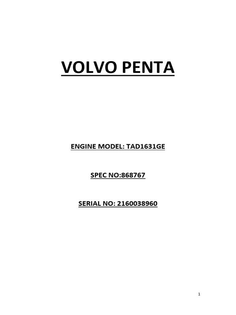 Volvo Penta TAD1631GE Parts Manual | PDF | Fuel Injection | Internal ...