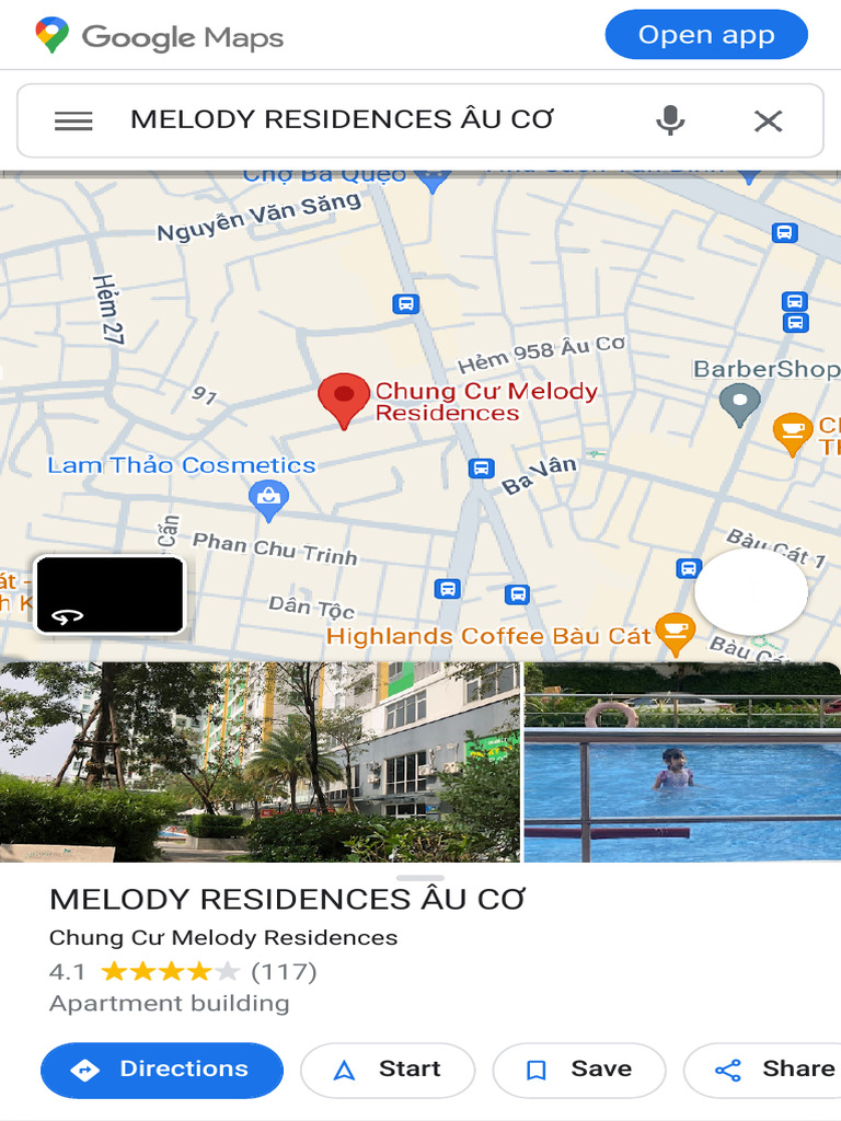 MELODY RESIDENCES ÂU CƠ - Google Maps | PDF