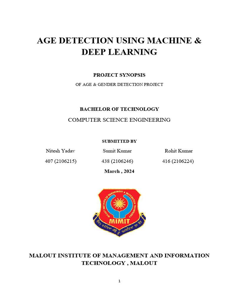 Age Detection Using Machine | PDF | Machine Learning | Deep Learning