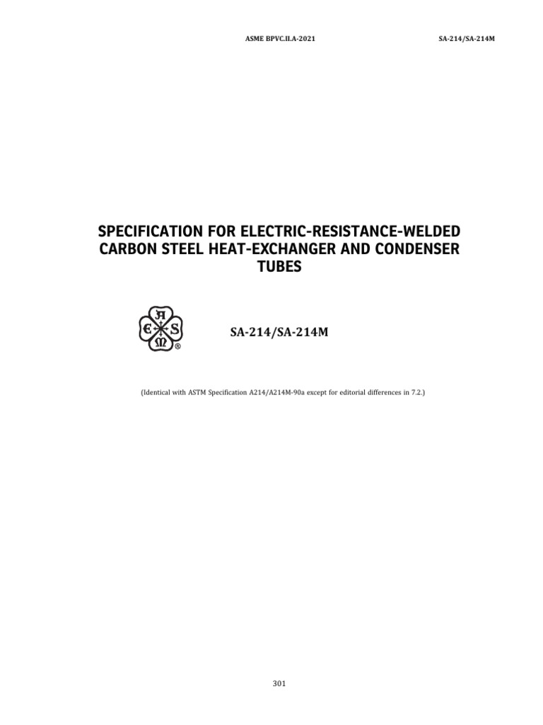 Asme Sa214 | PDF | Heat Treating | Mechanical Engineering