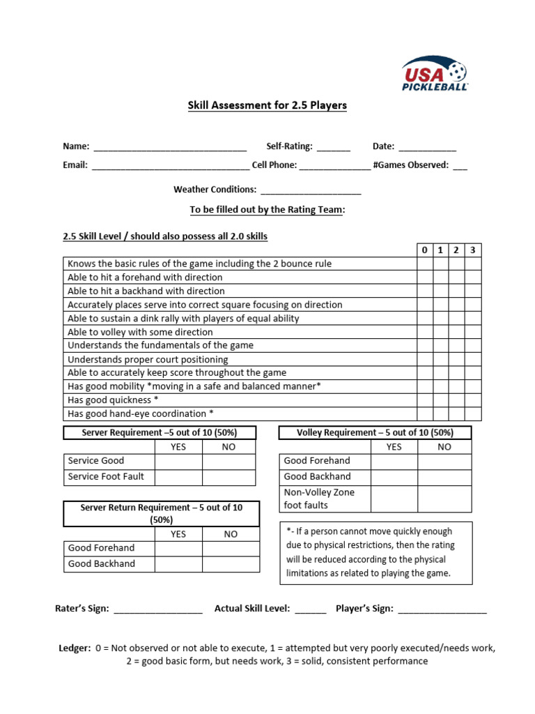 Skill Assessment For 2.5 | PDF