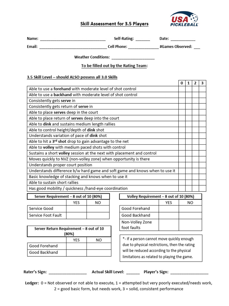 Skill Assessment For 3.5 | PDF