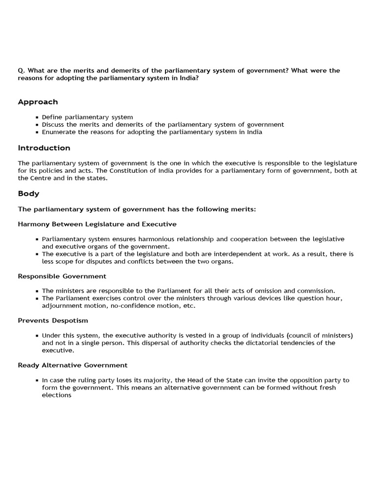 Approach | PDF | World Politics | Parliamentary System