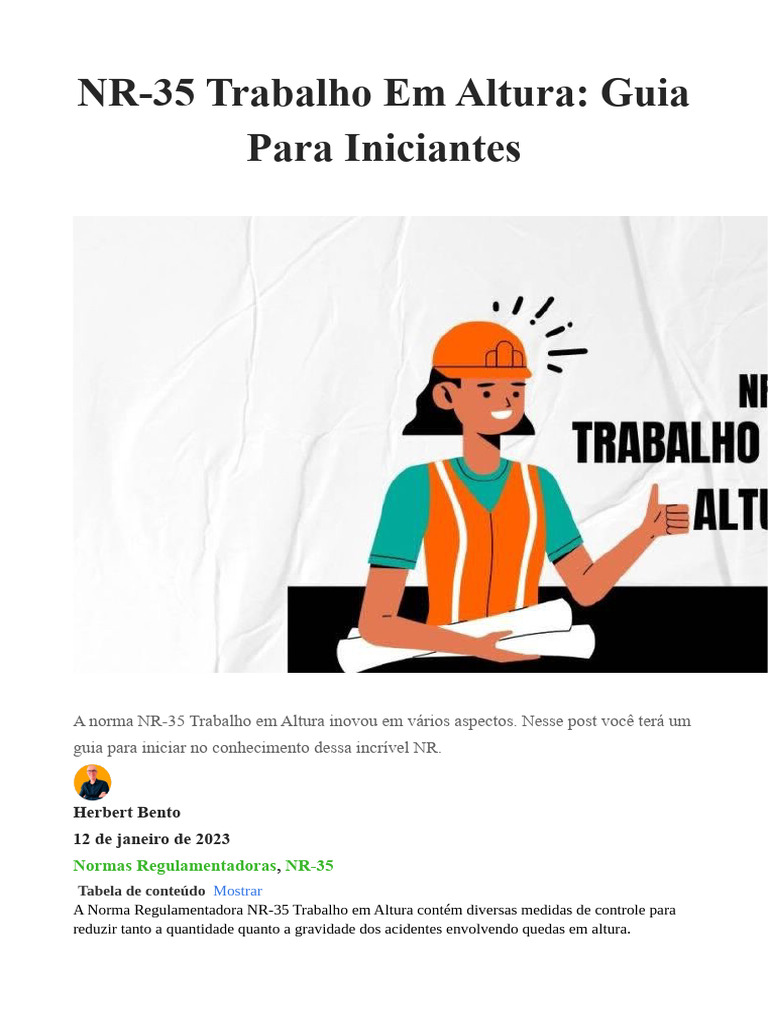 Guia nr35 | PDF | Desenvolvimento profissional | Solo