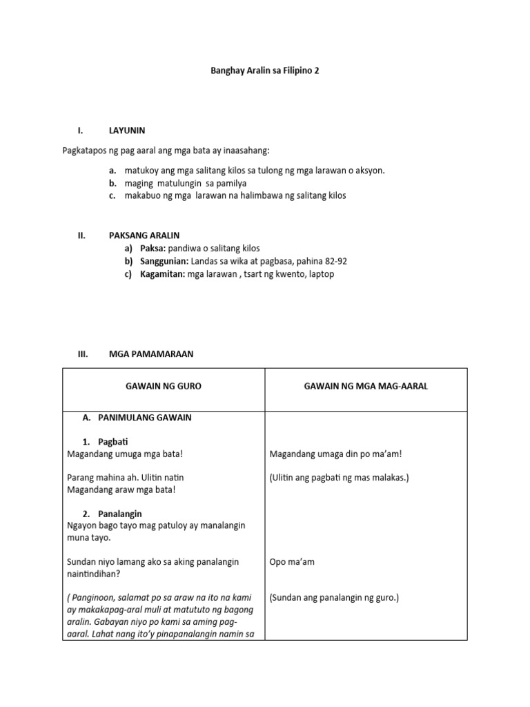 Lesson Plan Filipino Final | PDF
