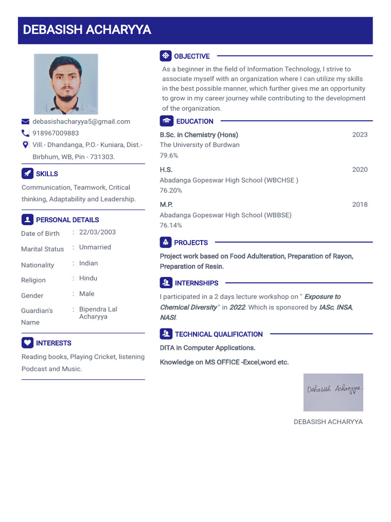 (CV) Debasish Acharyya | PDF