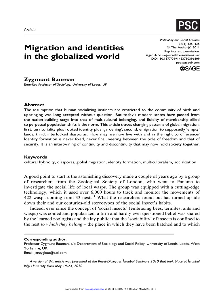 Global Migration & Identity Dynamics | PDF | Human Migration