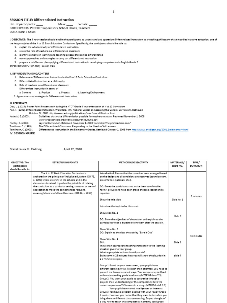 DI Session Guide | Download Free PDF | Differentiated Instruction ...