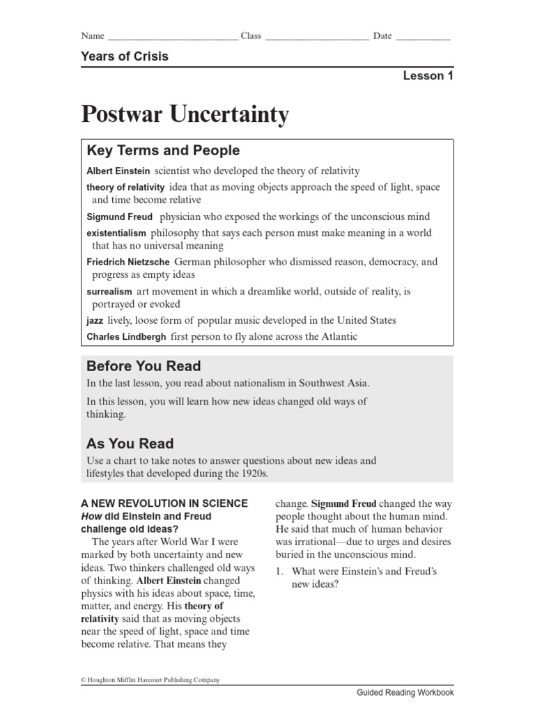 CHRISTIAN REED - Years of Crisis, Lesson 1 Guided Reading Workbook ...