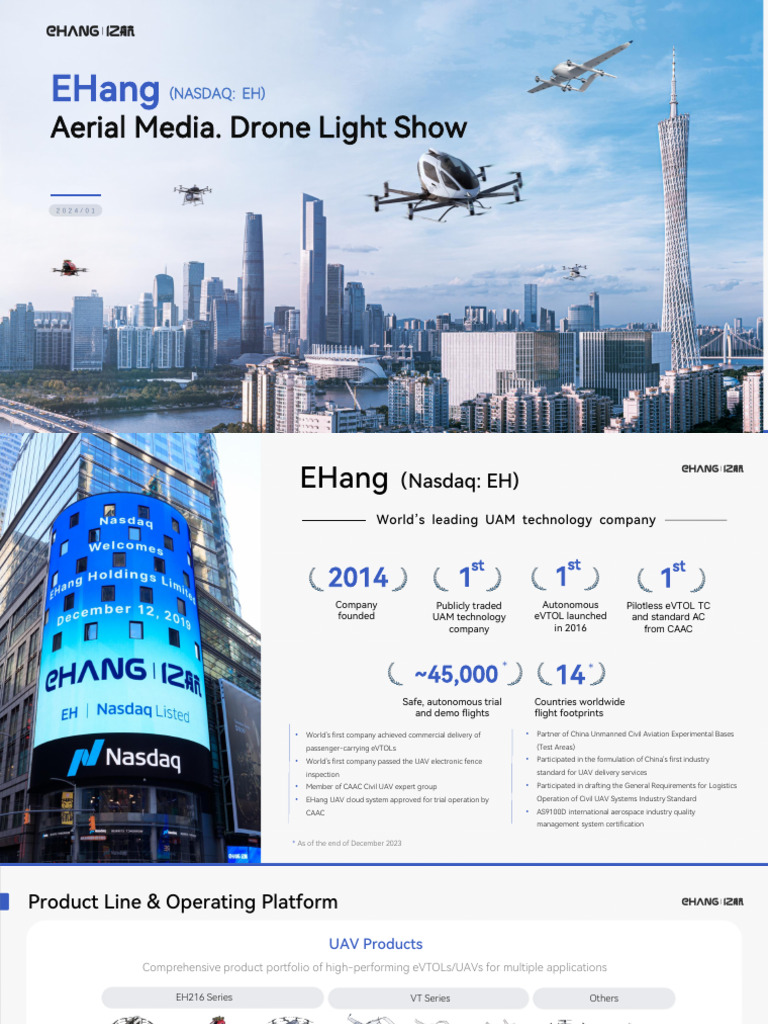 EHang Presentation - Aerial Media - EN January2024 | PDF | Unmanned ...
