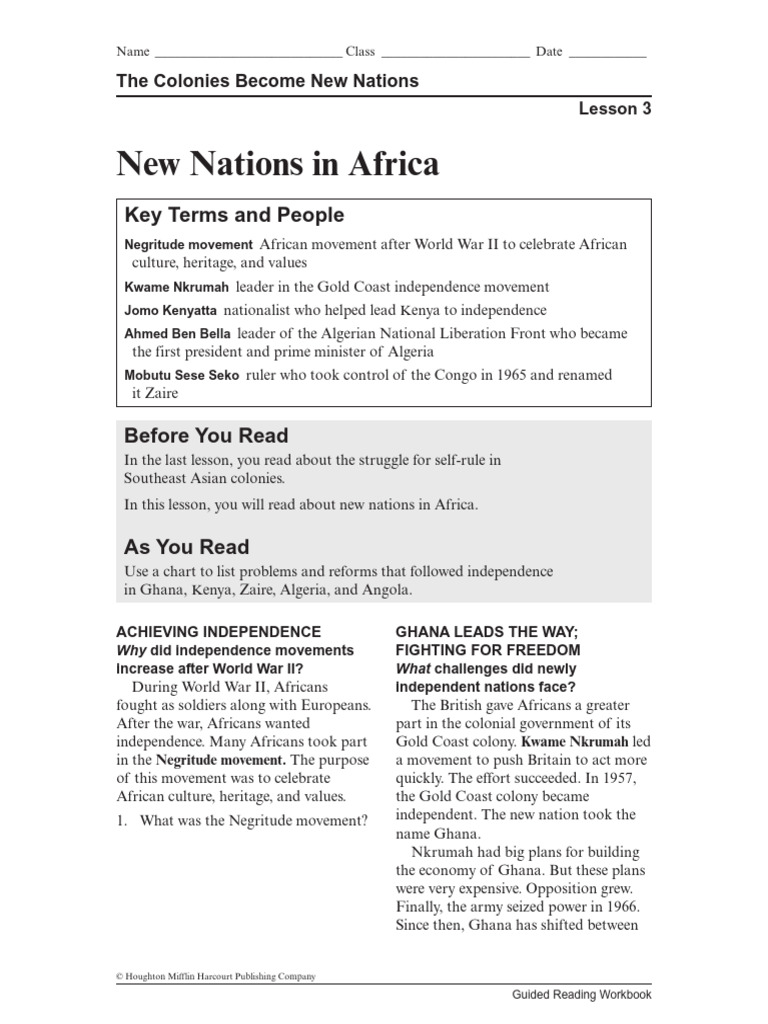 CHRISTIAN REED - The Colonies Become New Nations, Lesson 3 Guided ...