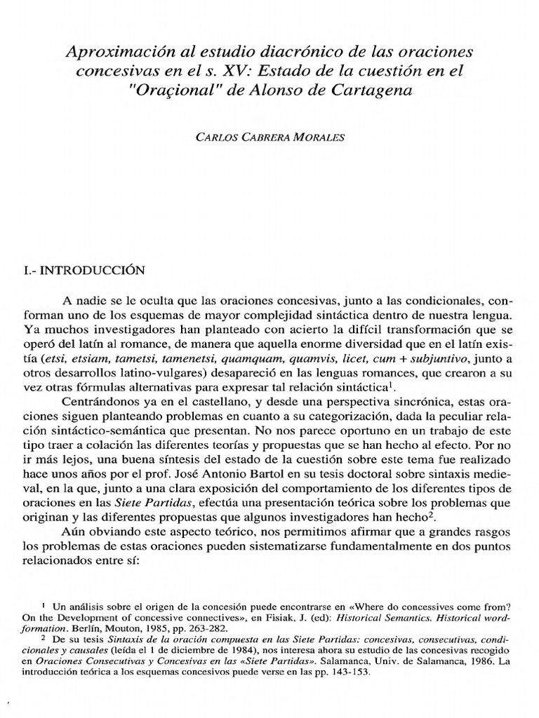Oraciones concesivas en el s. XV | PDF | Oración (Lingüística) | Adjetivo