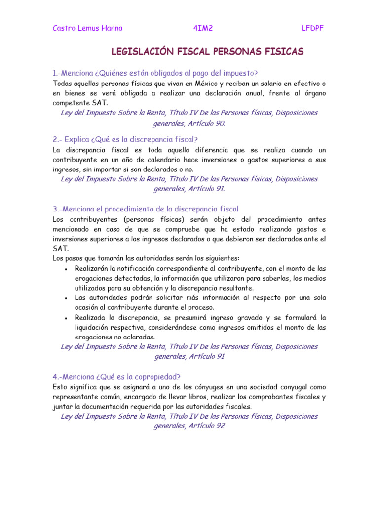 Legislacion Fiscal Personas Fisicas | Descargar gratis PDF | Impuesto ...