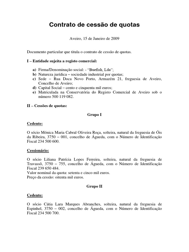 Contrato de Cessão de Quotas | PDF | Direito Privado