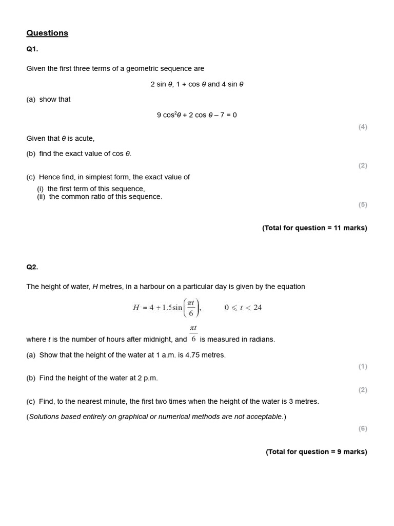 Trigonometry p2 Revision | PDF | Elementary Mathematics | Mathematical Analysis