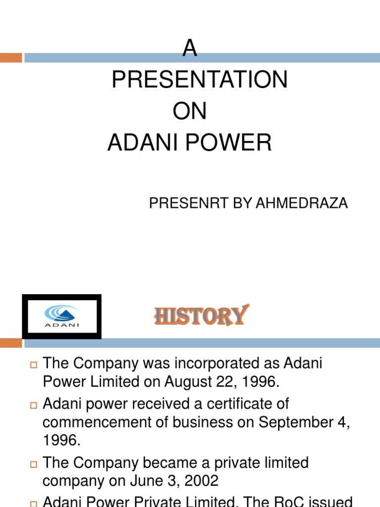 PPT OF ADANI M | Economies | Energy And Resource