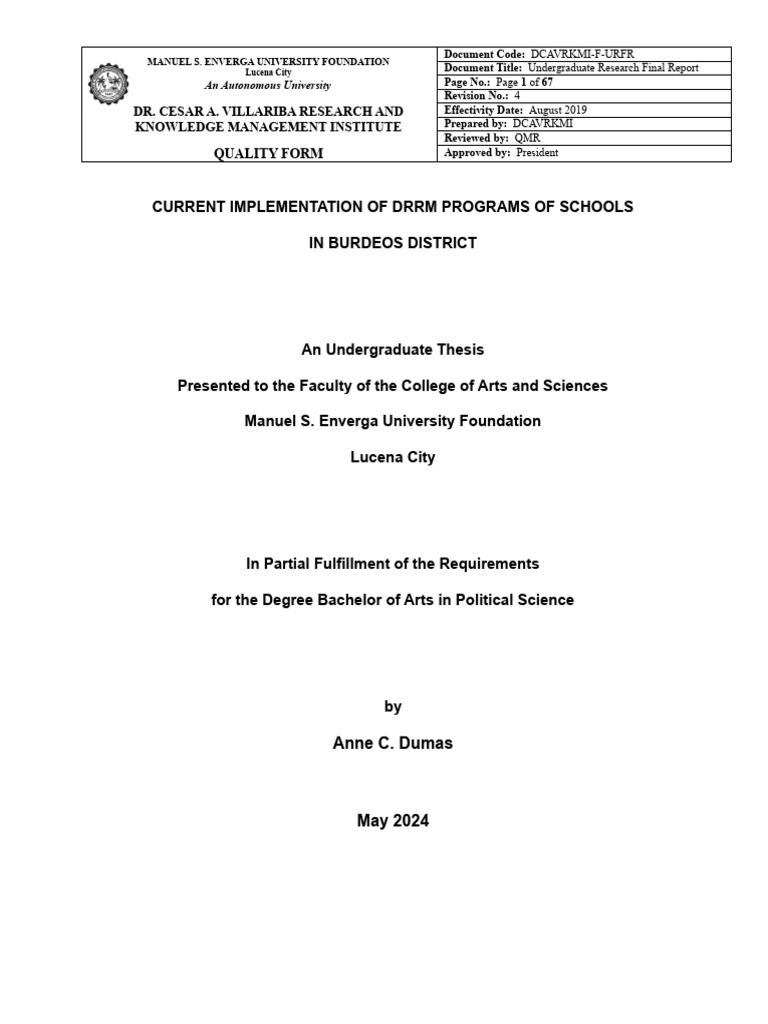Cas Sample Final Paper | PDF | Natural Disasters | Emergency Management